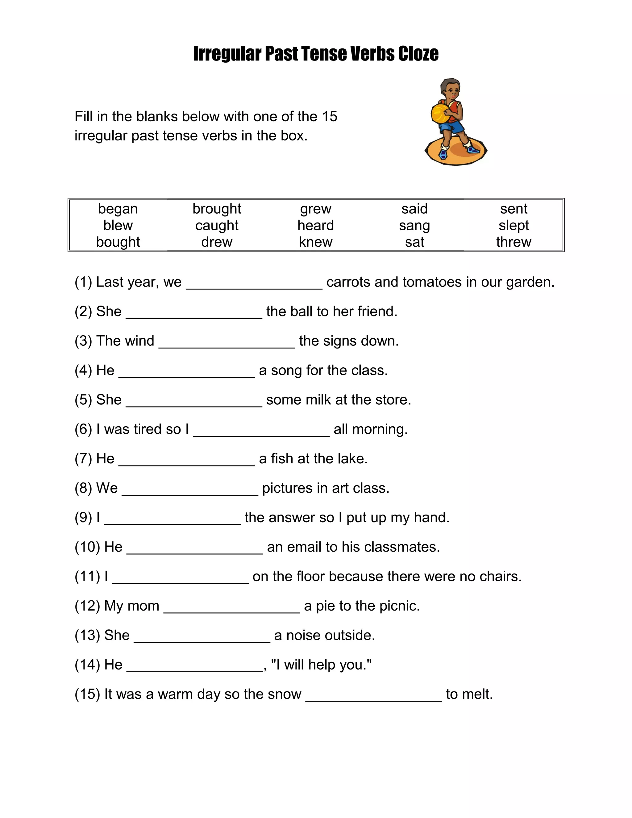 Irregular pasttenseverbscloze2 | DOC