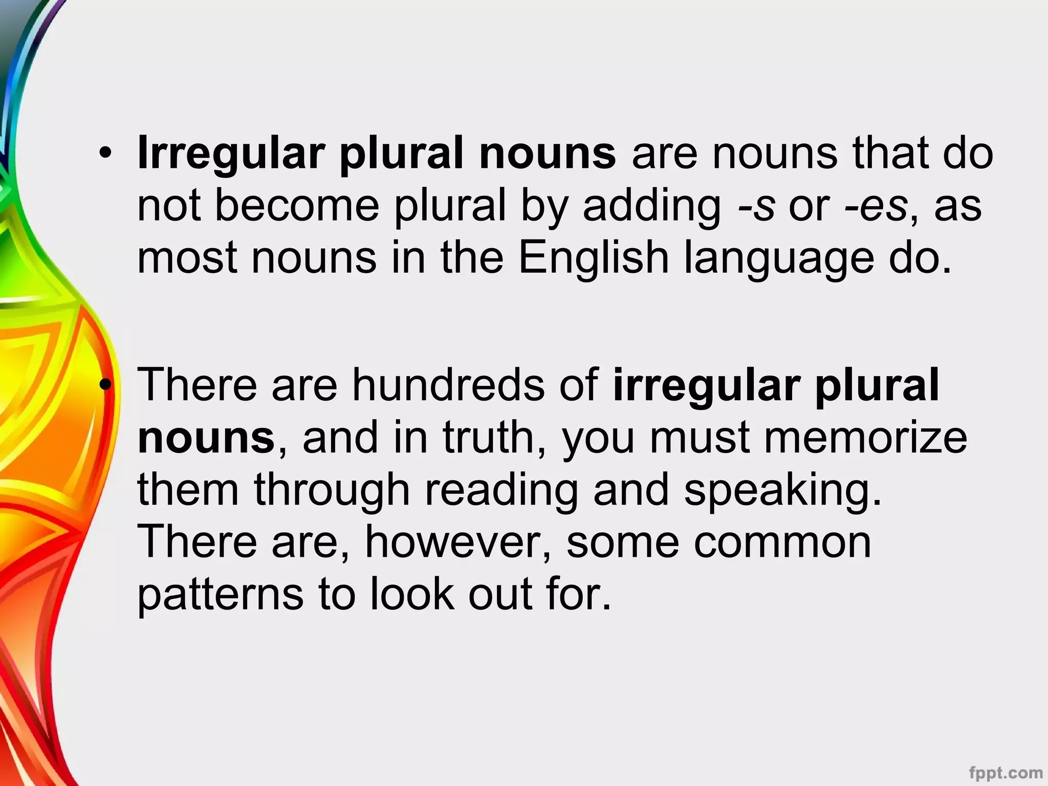 Irregular plural nouns | PPT