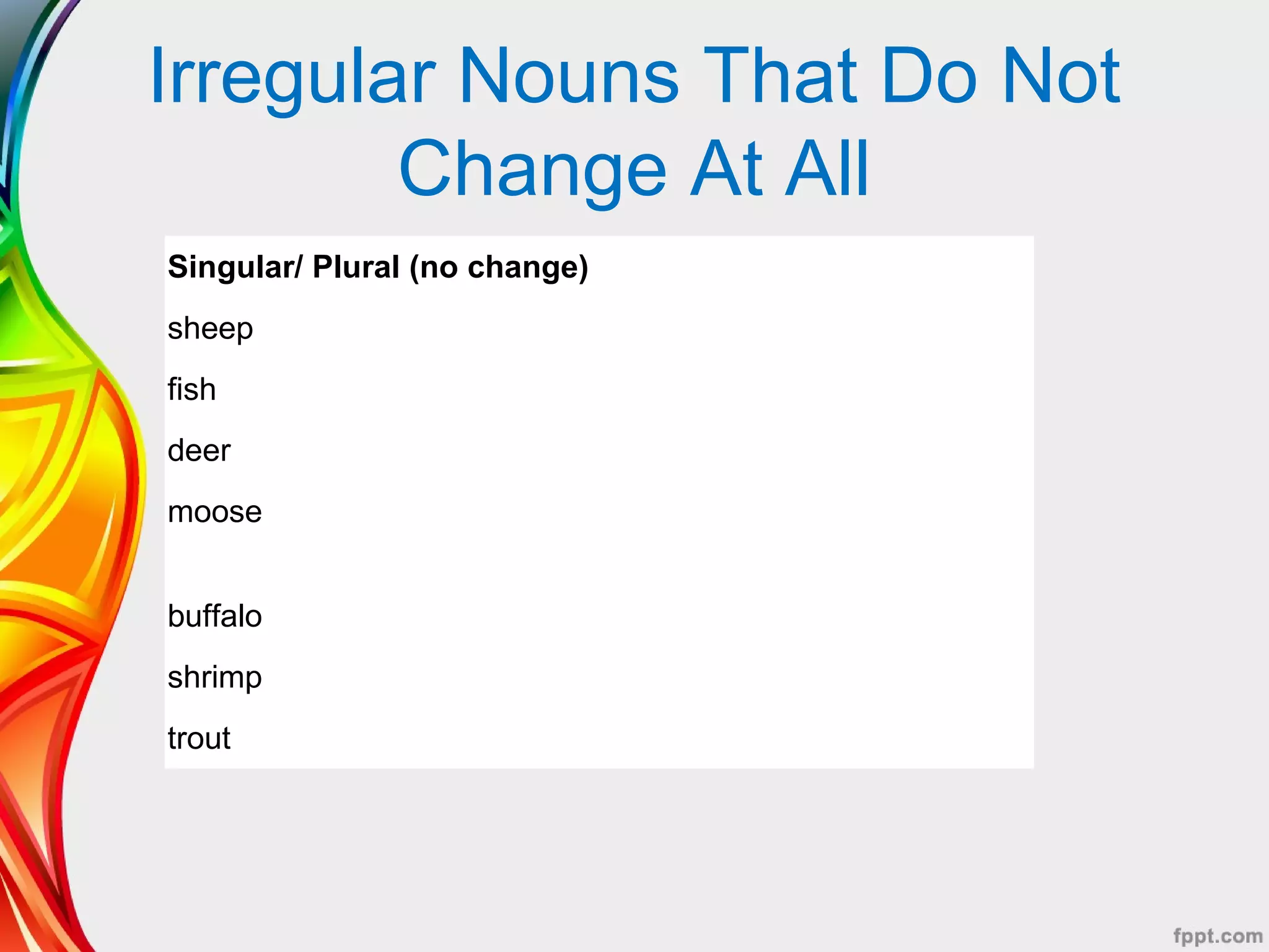 Irregular plural nouns | PPT