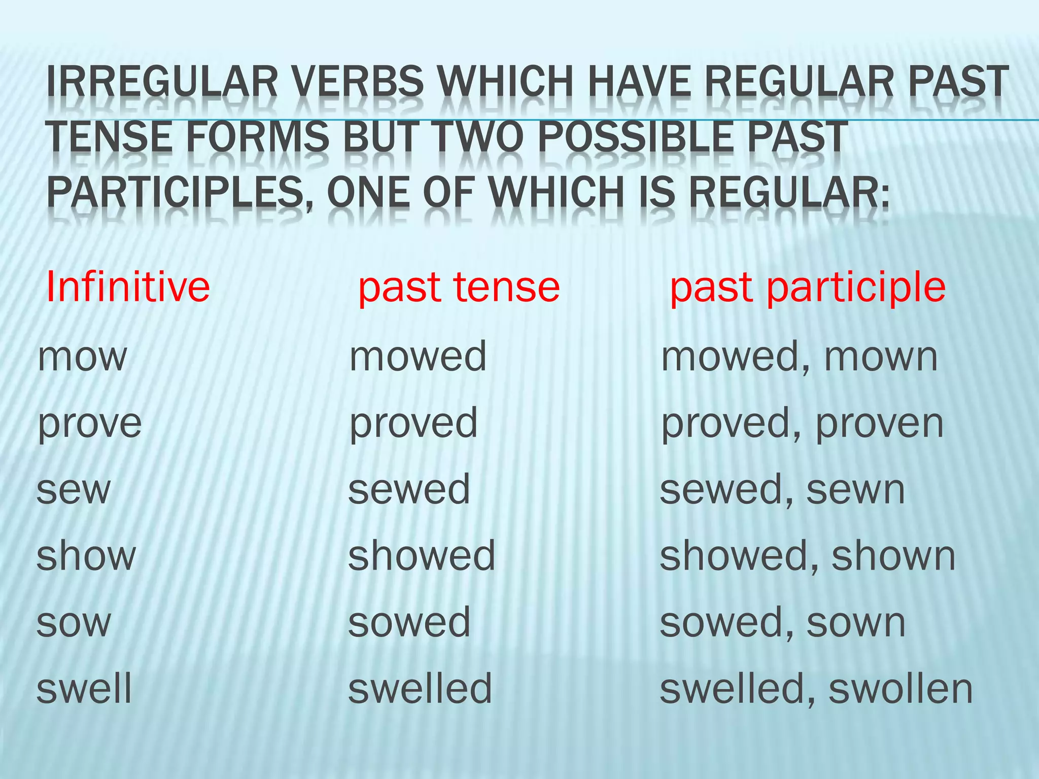 Irregular Verbs | PPTX