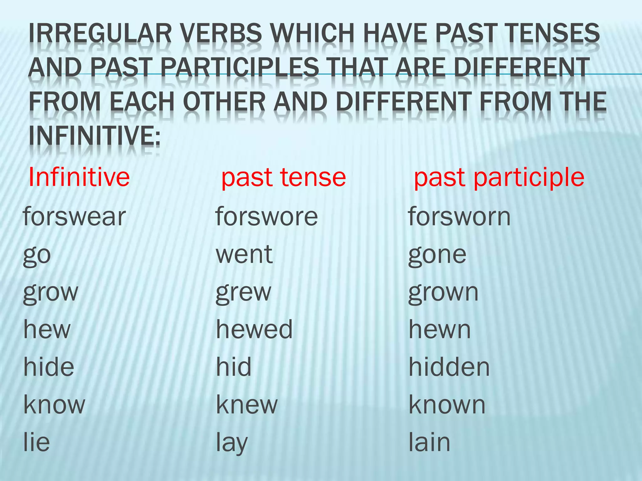 Irregular Verbs | PPTX