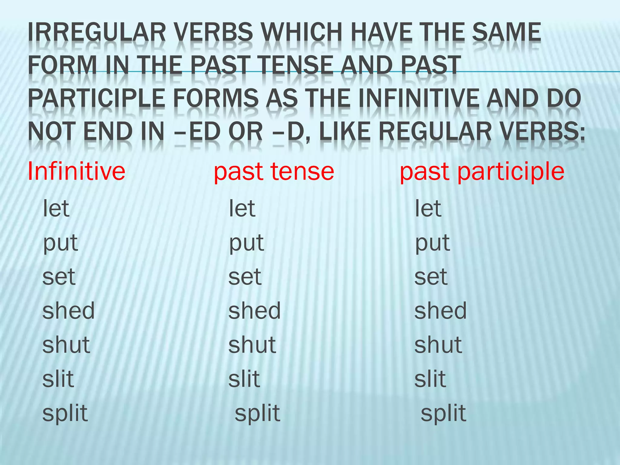 Irregular Verbs | PPTX