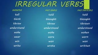 Irregular verbs - Verbos irregulares | PPTX