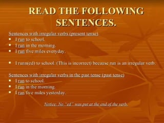 Irregular verbs | PPTX