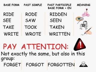 IRREGULAR VERBS.pptx, an easy way to learn irregular verbs | PPT