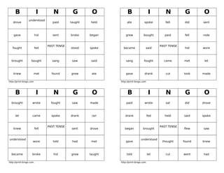Tom's TEFL: Irregular Verb Bingo | PDF