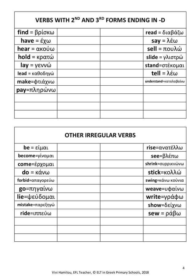IRREGULAR VERBS - INTERACTIVE NOTEBOOK | PDF