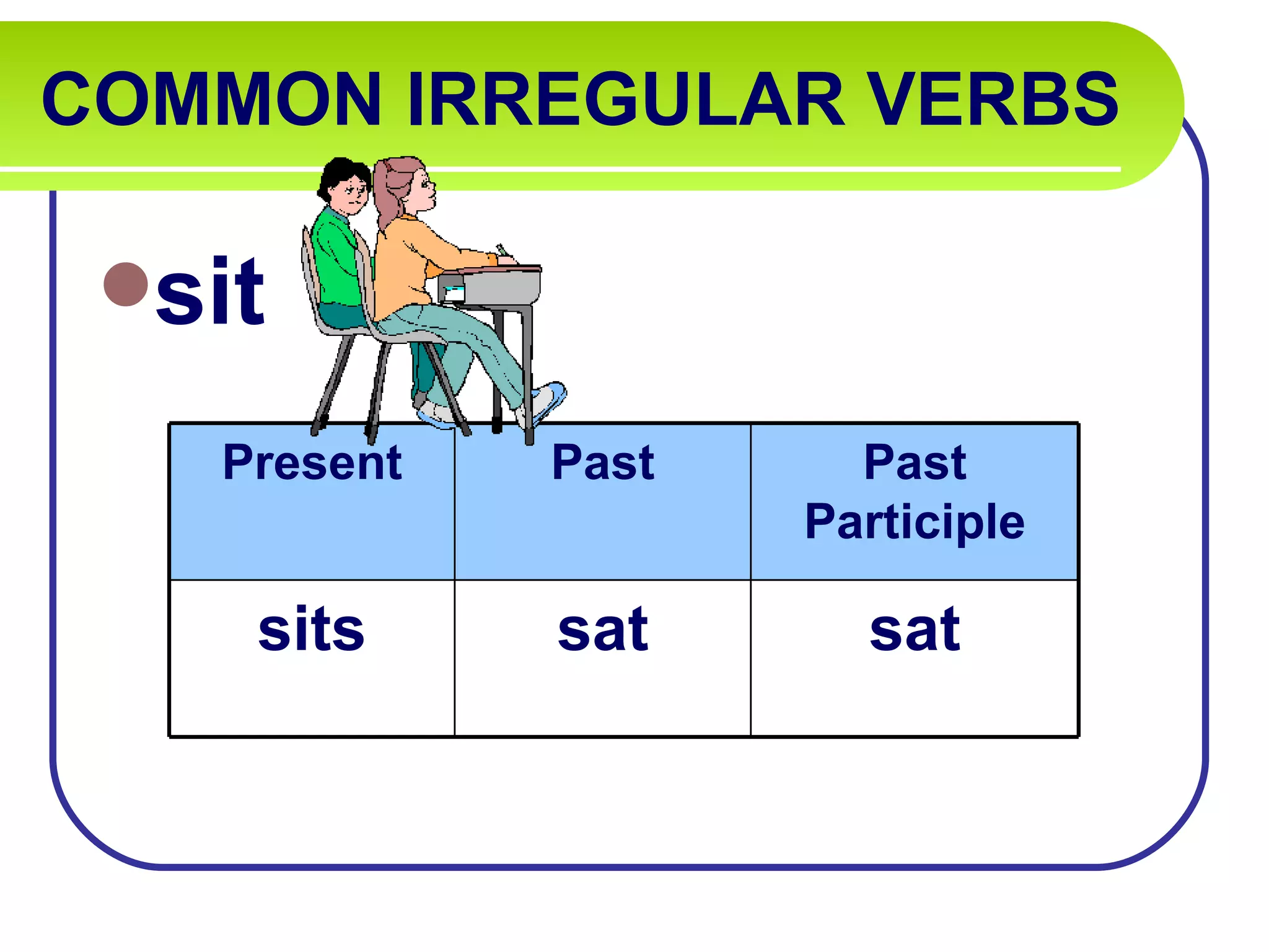 Irregular verbs practice (examples of helping verbs) | PPT