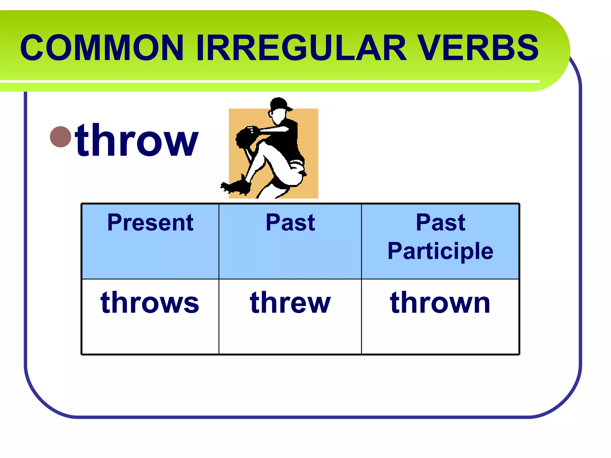 Irregular verbs practice (examples of helping verbs) | PPT
