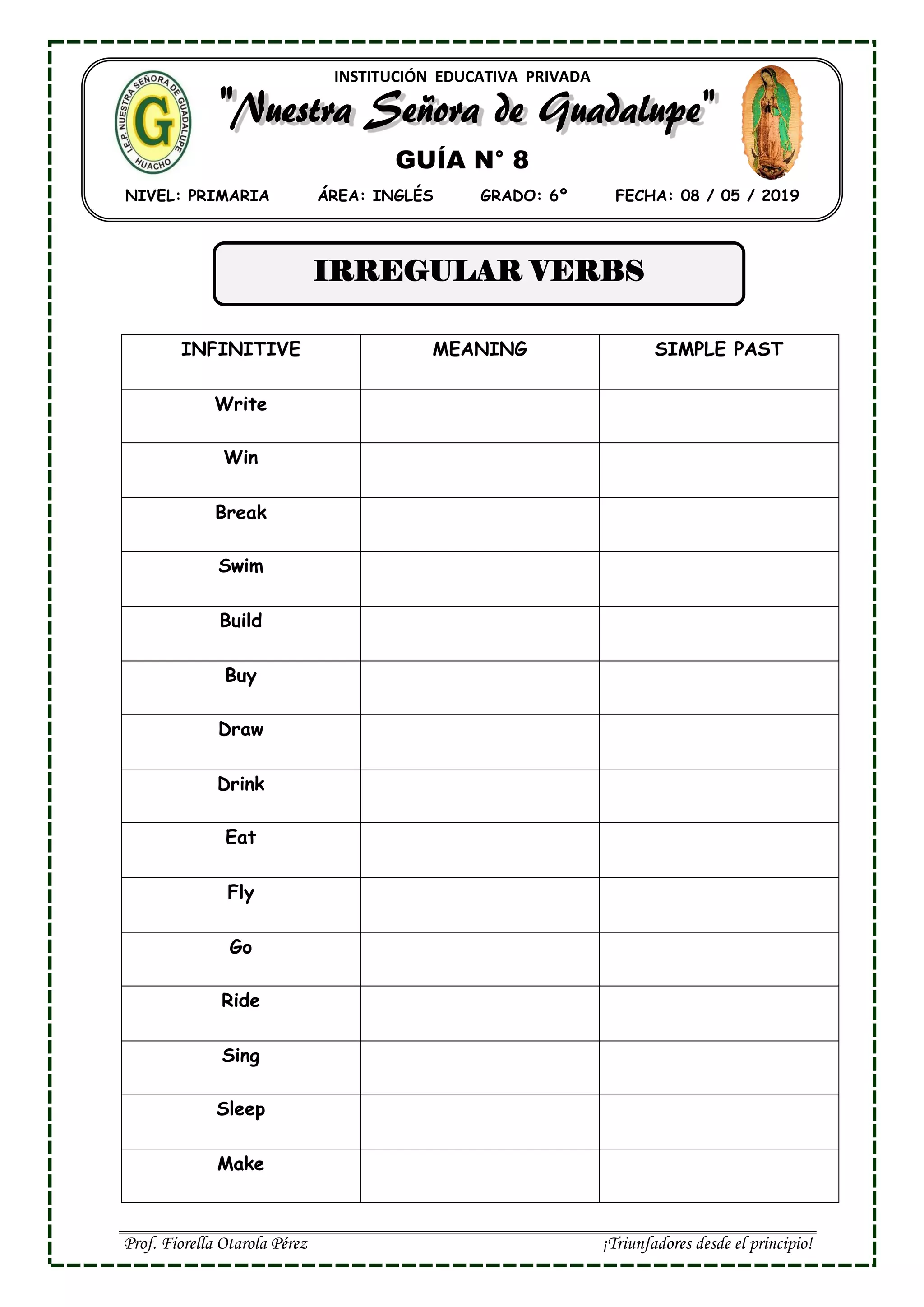 Irregular verbs 6 to | PDF