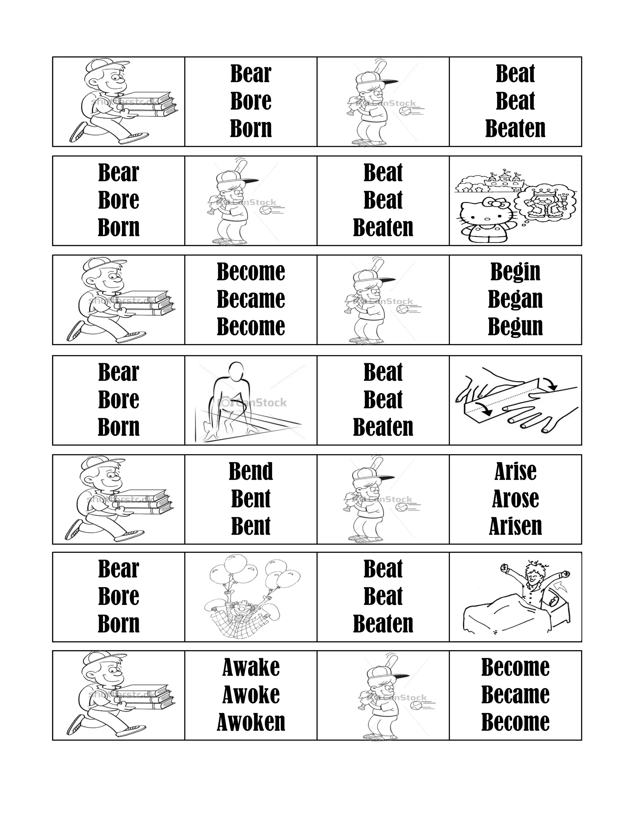 Irregular verbs domino coloring | PDF