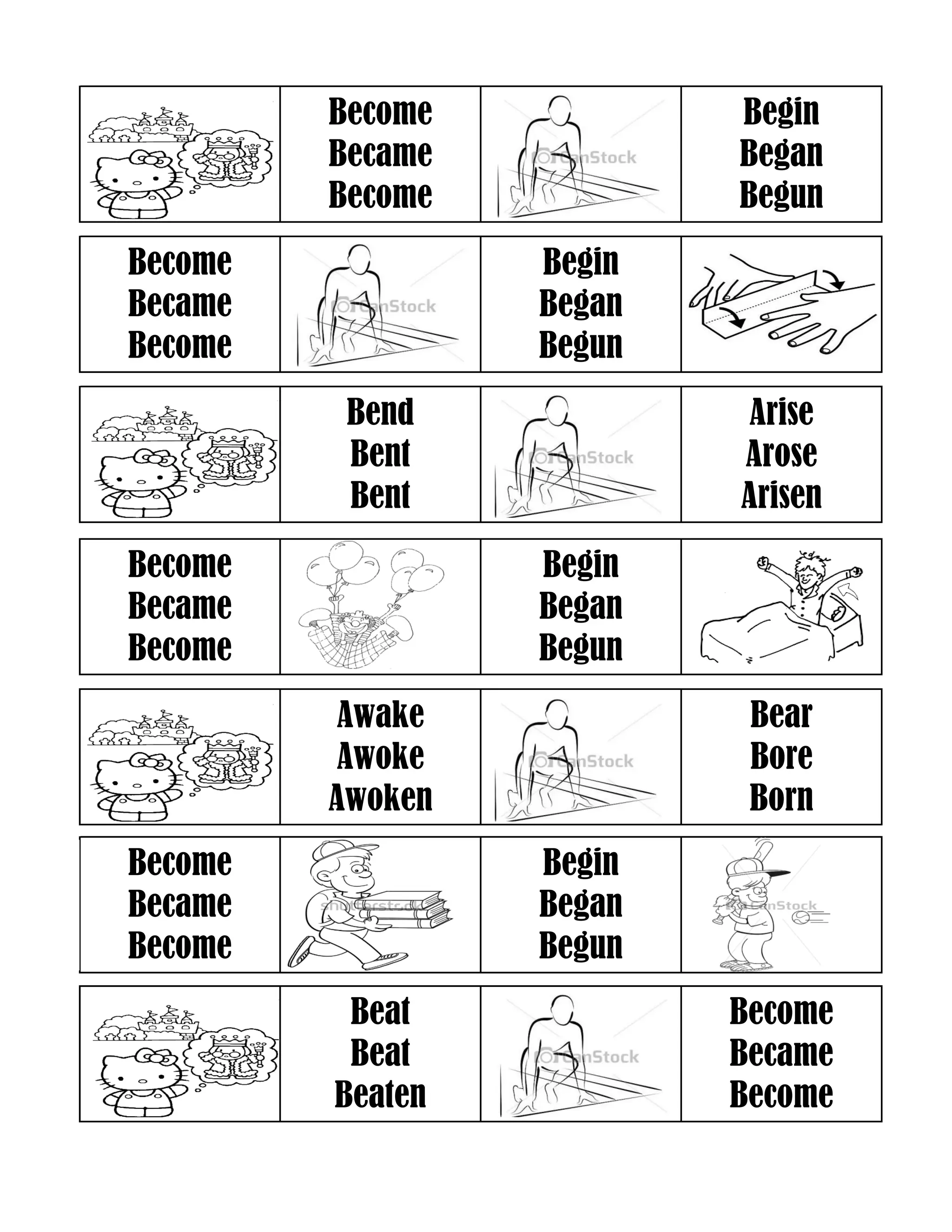 Irregular verbs domino coloring | PDF