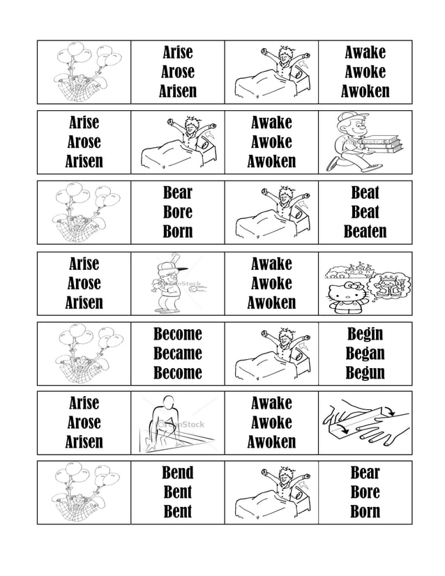 Irregular verbs domino coloring | PDF