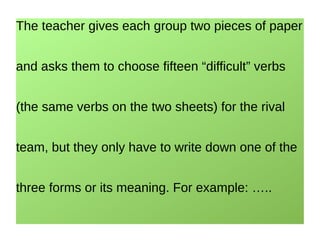 Irregular verbs game | PDF