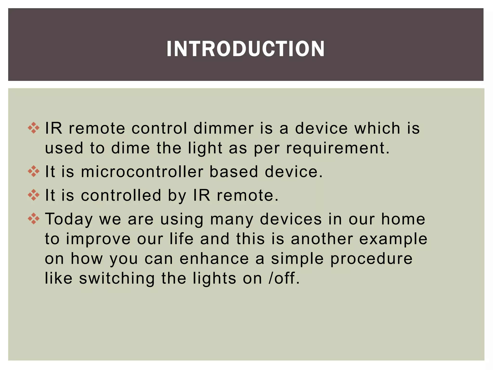 Ir remote control dimmer.. | PPTX