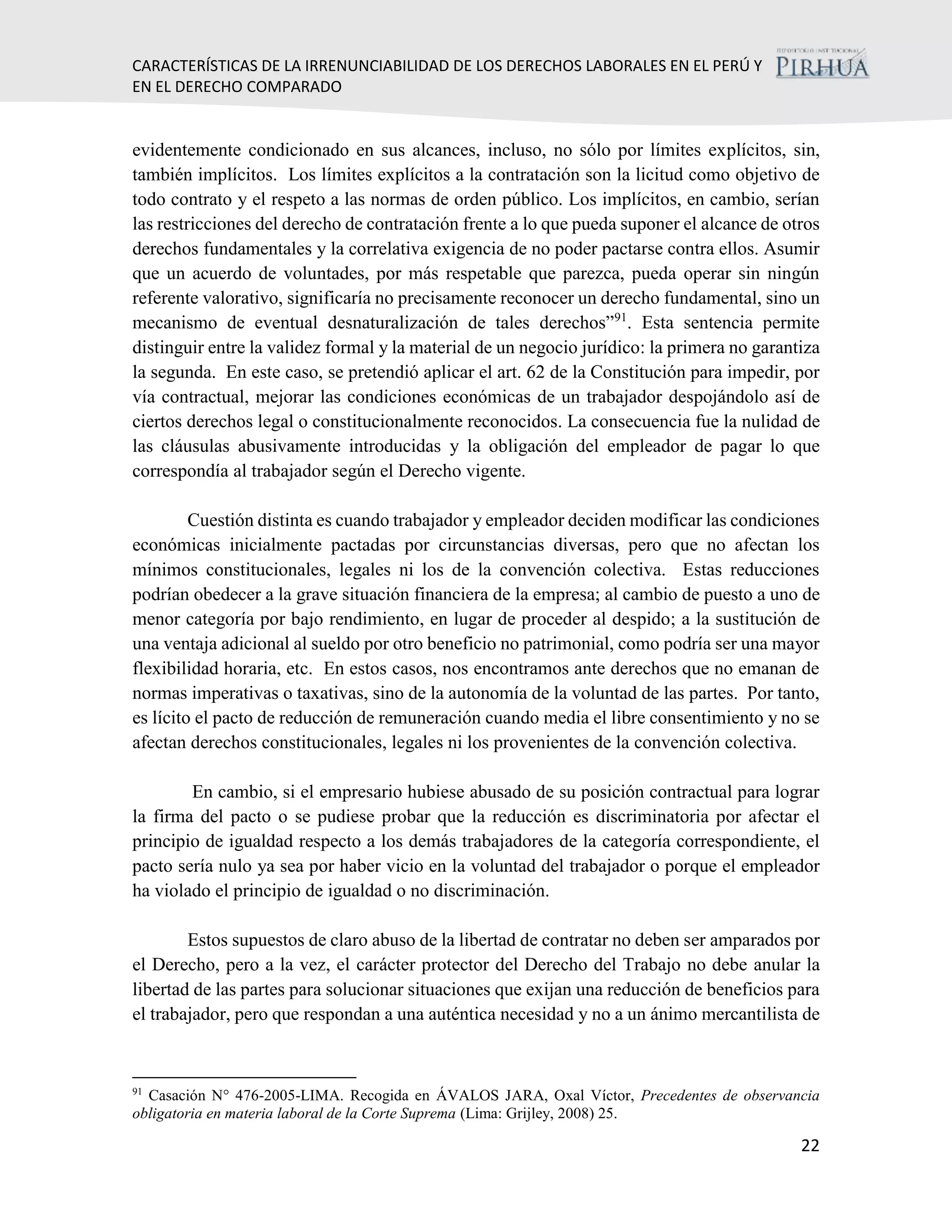 Irrenunciabilidad derecho comparado | PDF