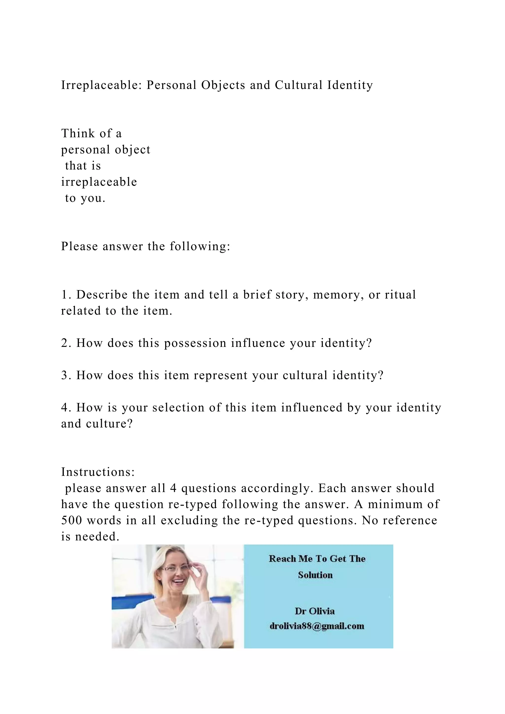 Irreplaceable Personal Objects and Cultural IdentityThink of .docx