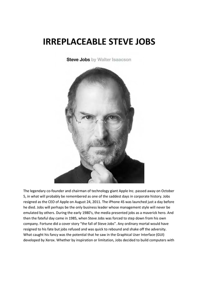 Irreplaceable steve jobs - Document | PDF | Tablets and E-readers ...