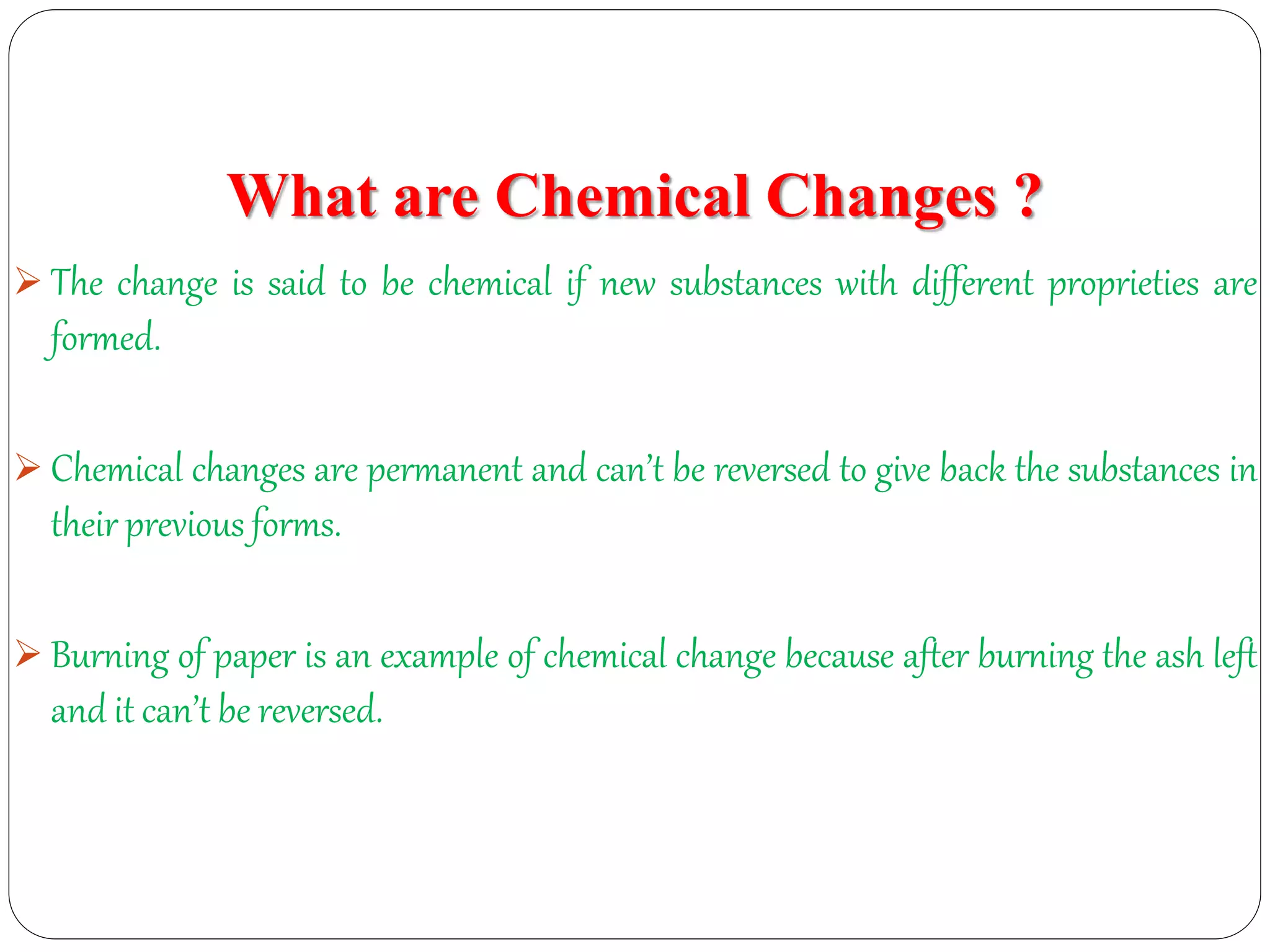 Irreversible And Chemical Changes | PPT