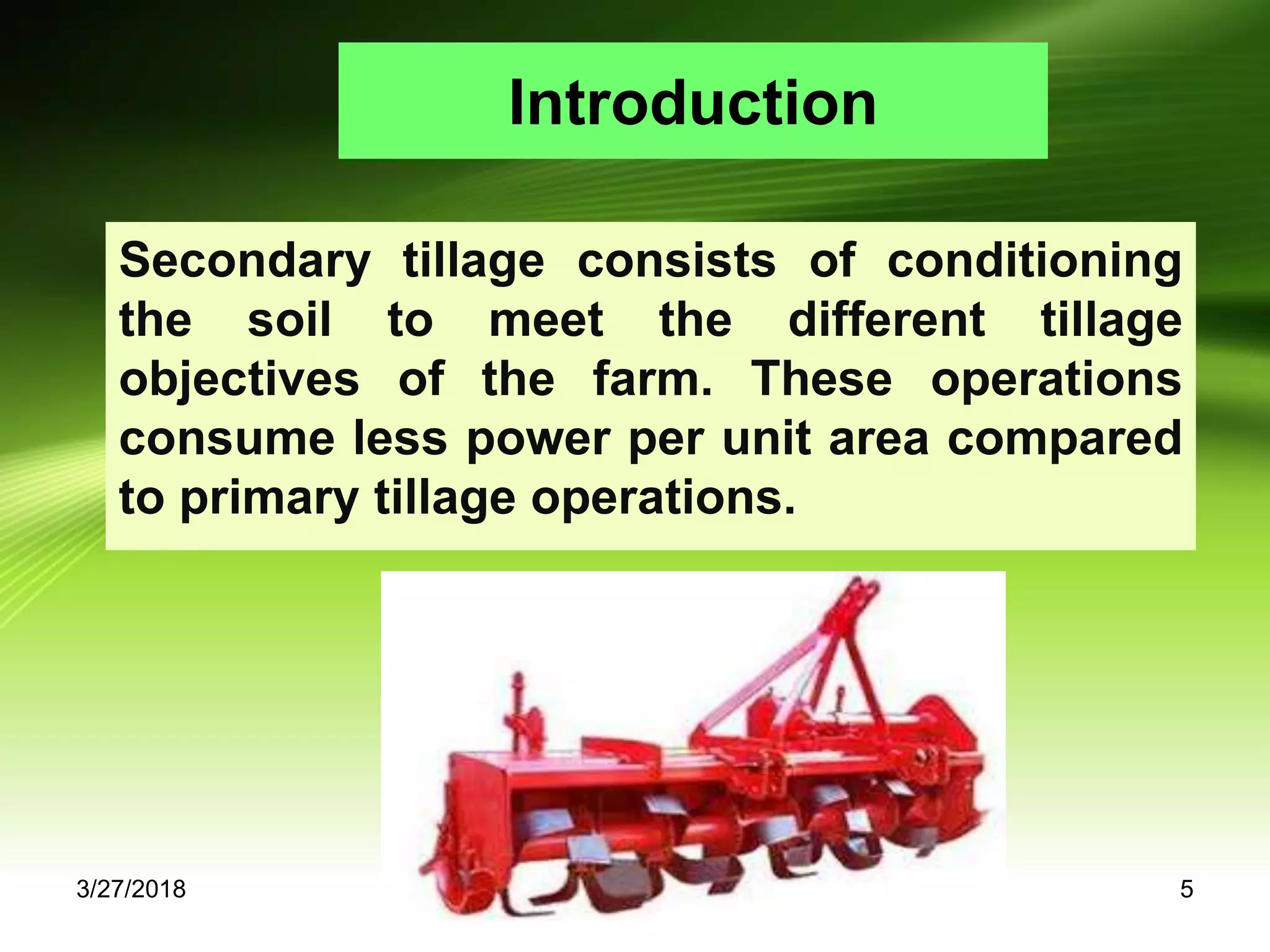 Secondary Tillage implements & their uses in Agriculture | PPTX