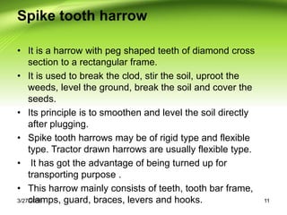 Secondary Tillage implements & their uses in Agriculture | PPTX