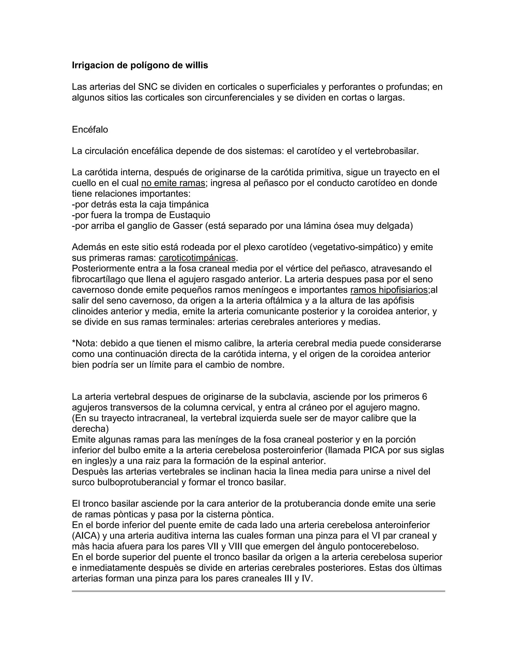 Irrigacion de polígono de willis | DOCX