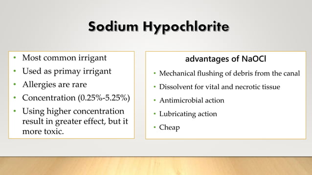 Root Canal Irrigation During Endodontic Treatment | PPTX