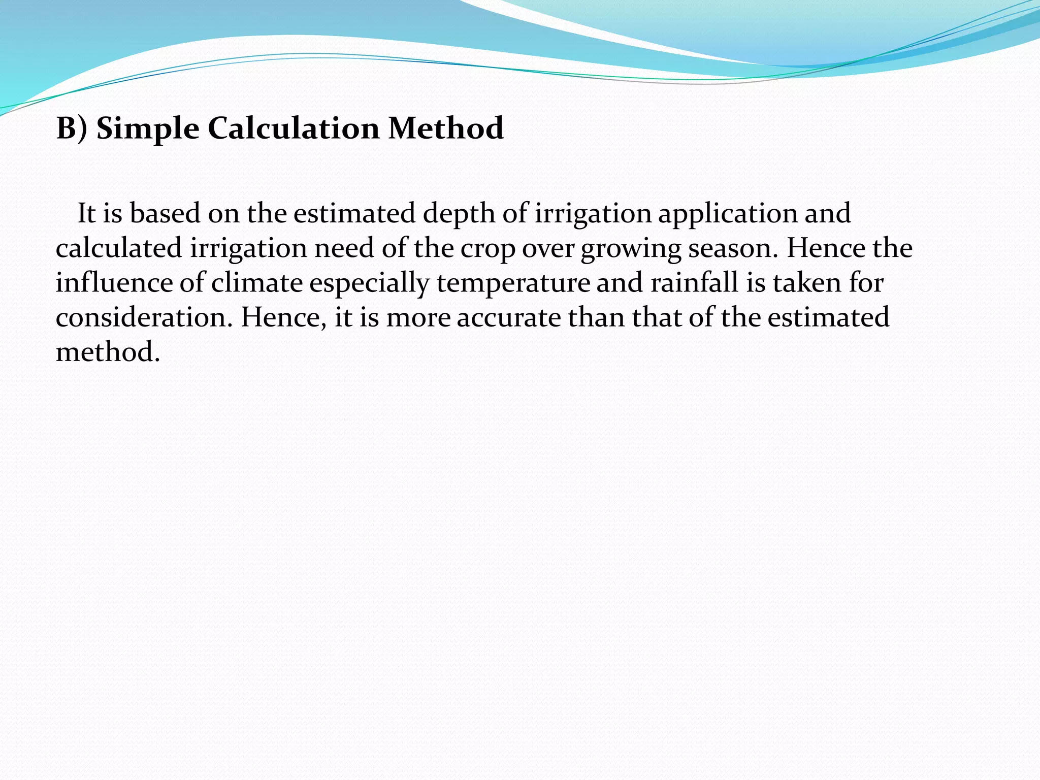 Irrigation Scheduling and approaches | PPTX