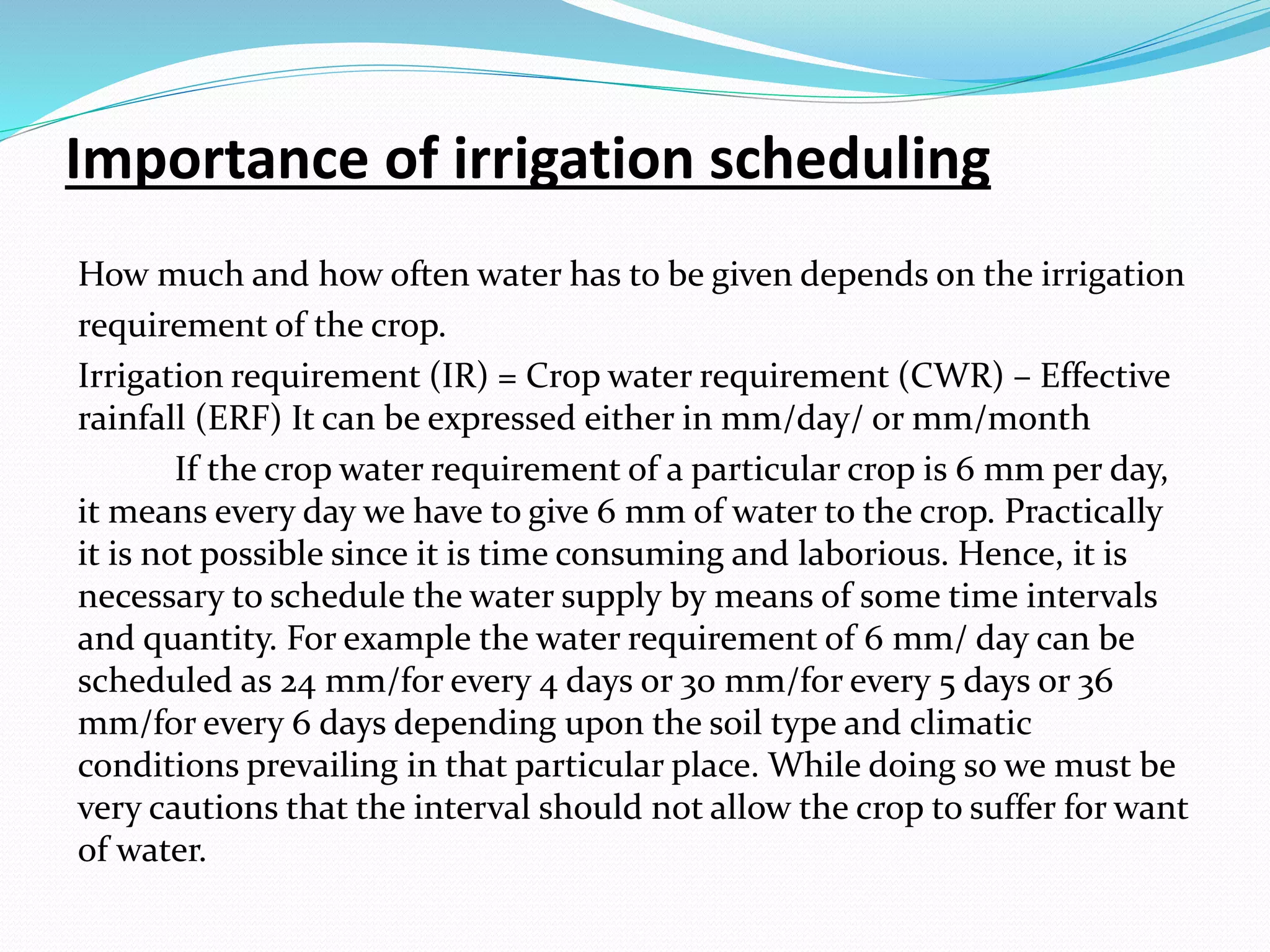 Irrigation Scheduling And Approaches Pptx