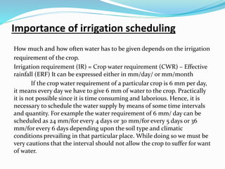 Irrigation Scheduling and approaches | PPTX