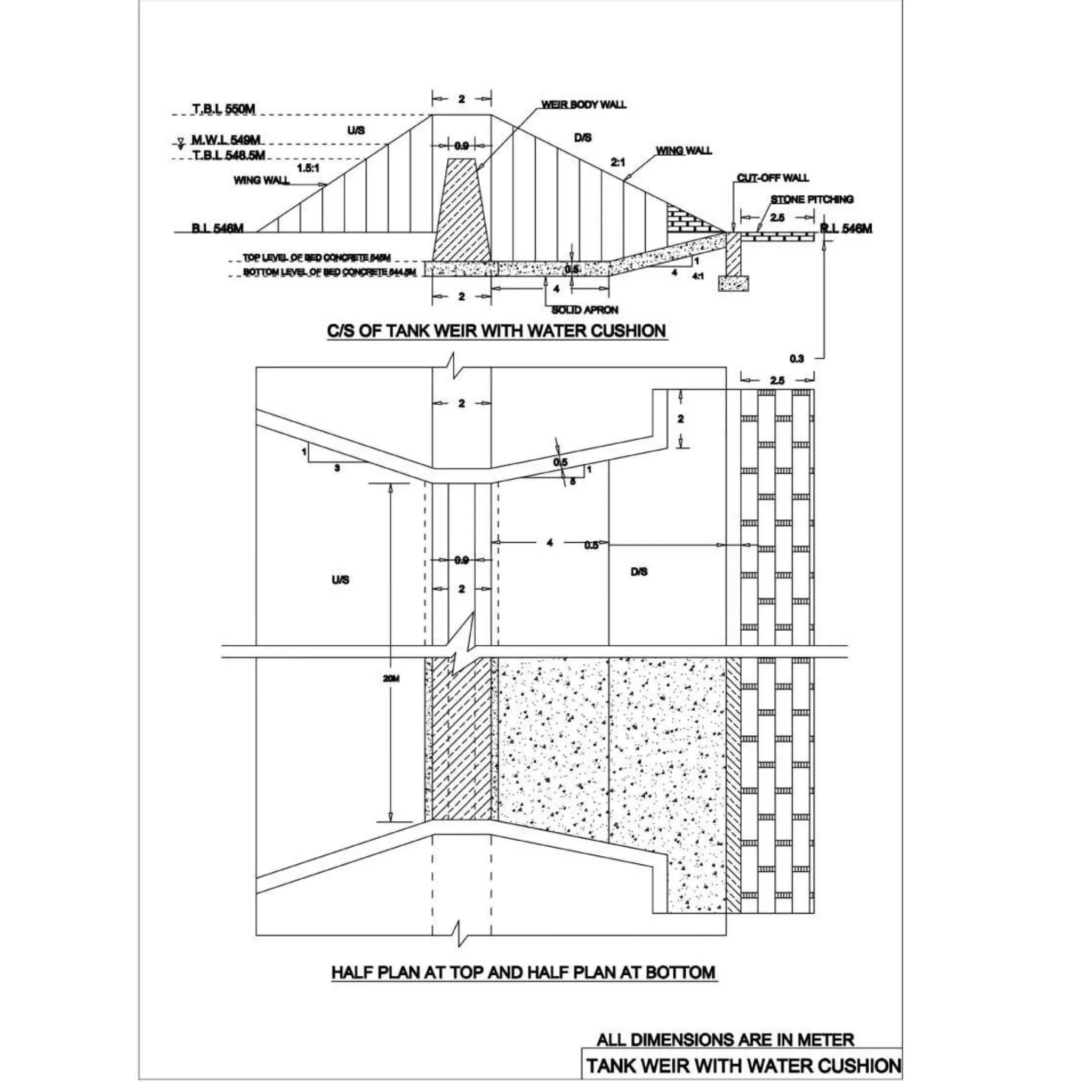 Earthen Bund, Sluice and Bridge Drawings 2D and 3D | PDF