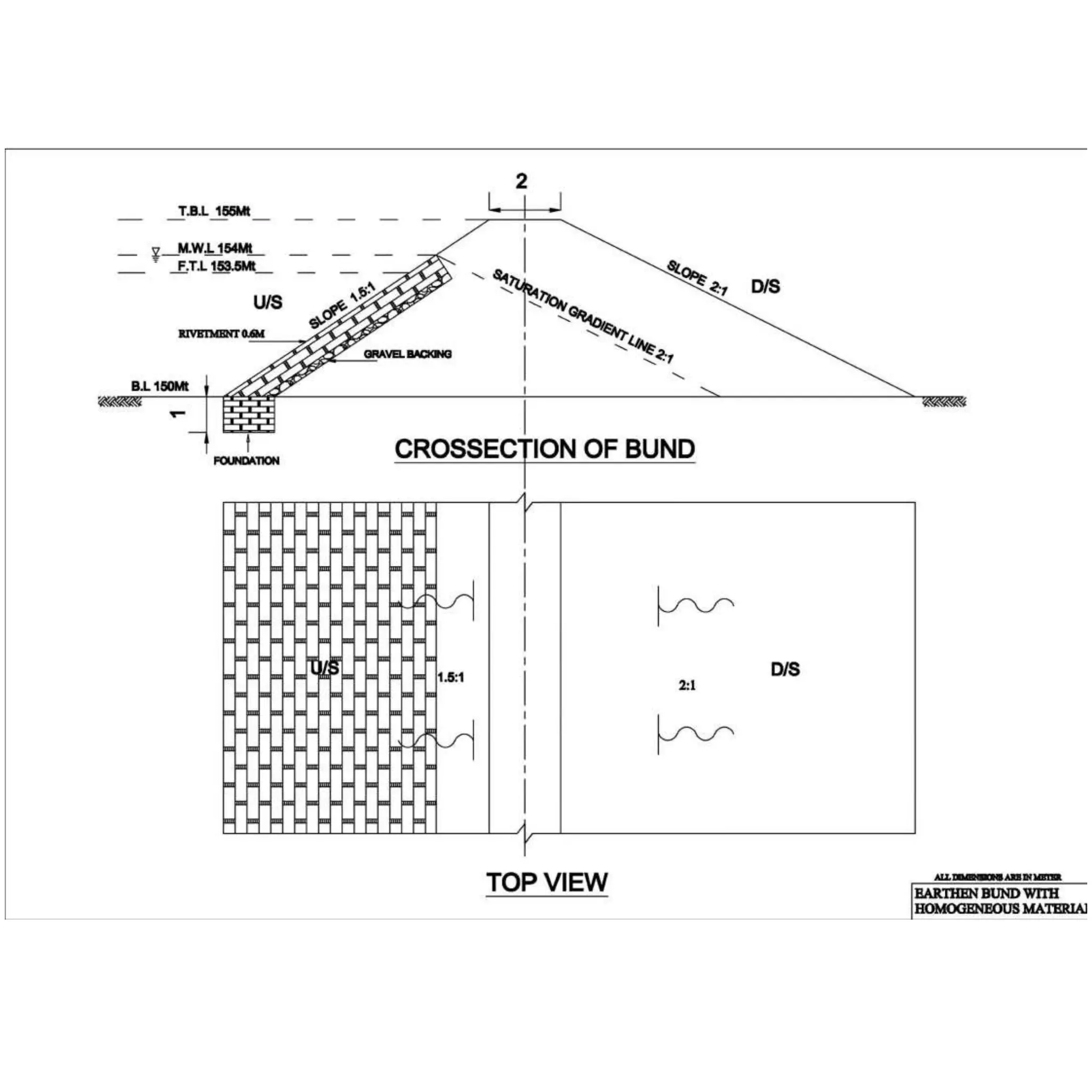 Earthen Bund, Sluice and Bridge Drawings 2D and 3D | PDF