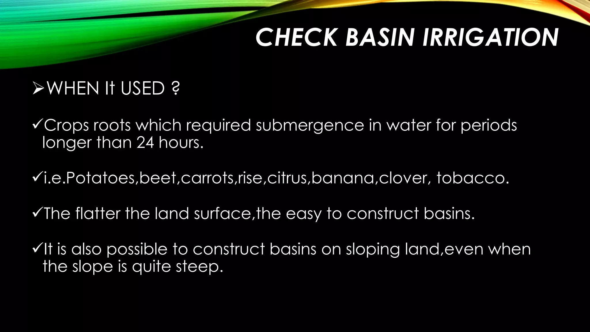 check basin , furrow and border strip method | PDF