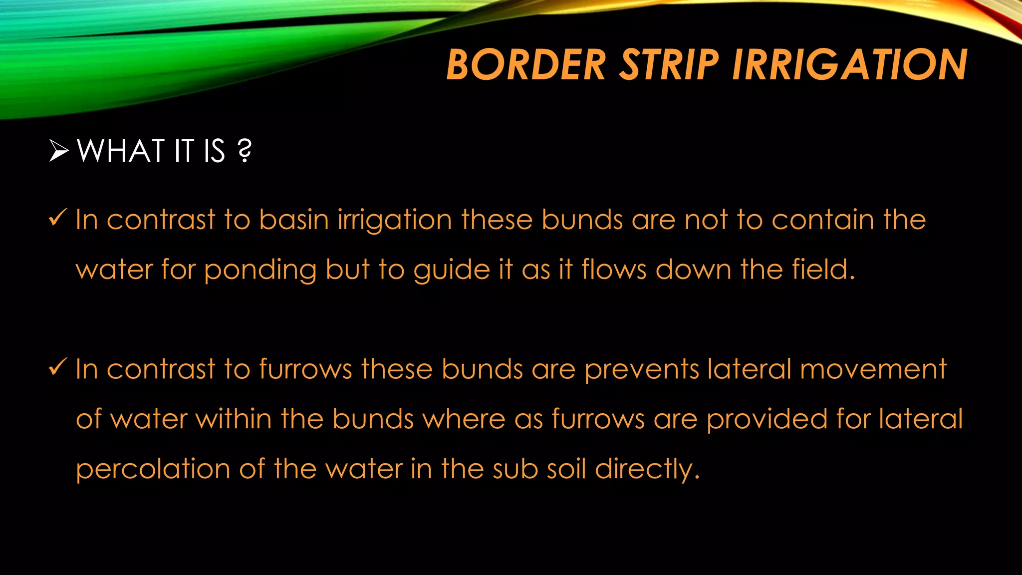 check basin , furrow and border strip method | PDF