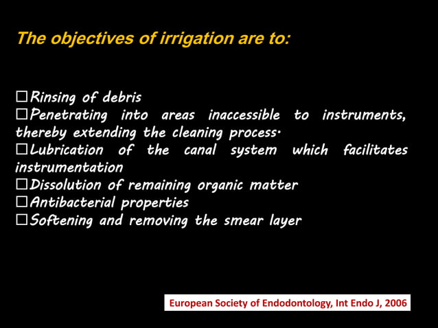 Irrigation in Endodontics.pdf | Dental Health | Diseases and Conditions
