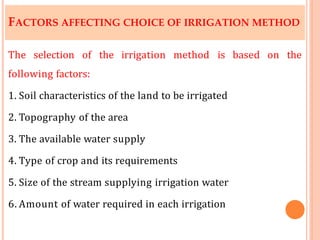 IRRIGATION METHODS AND ITS USES IN HORTICULTURE | PPTX