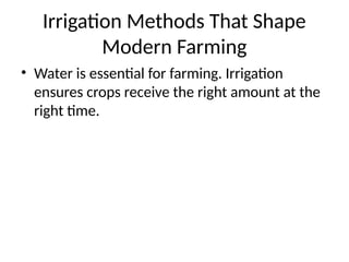 Irrigation Methods That Are Shaping Modern Farming | PPTX
