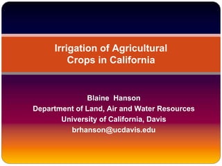Irrigation of agricultural crops in California | PDF