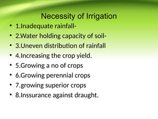 Necessity of Irrigation in Civil Engineering | PPTX