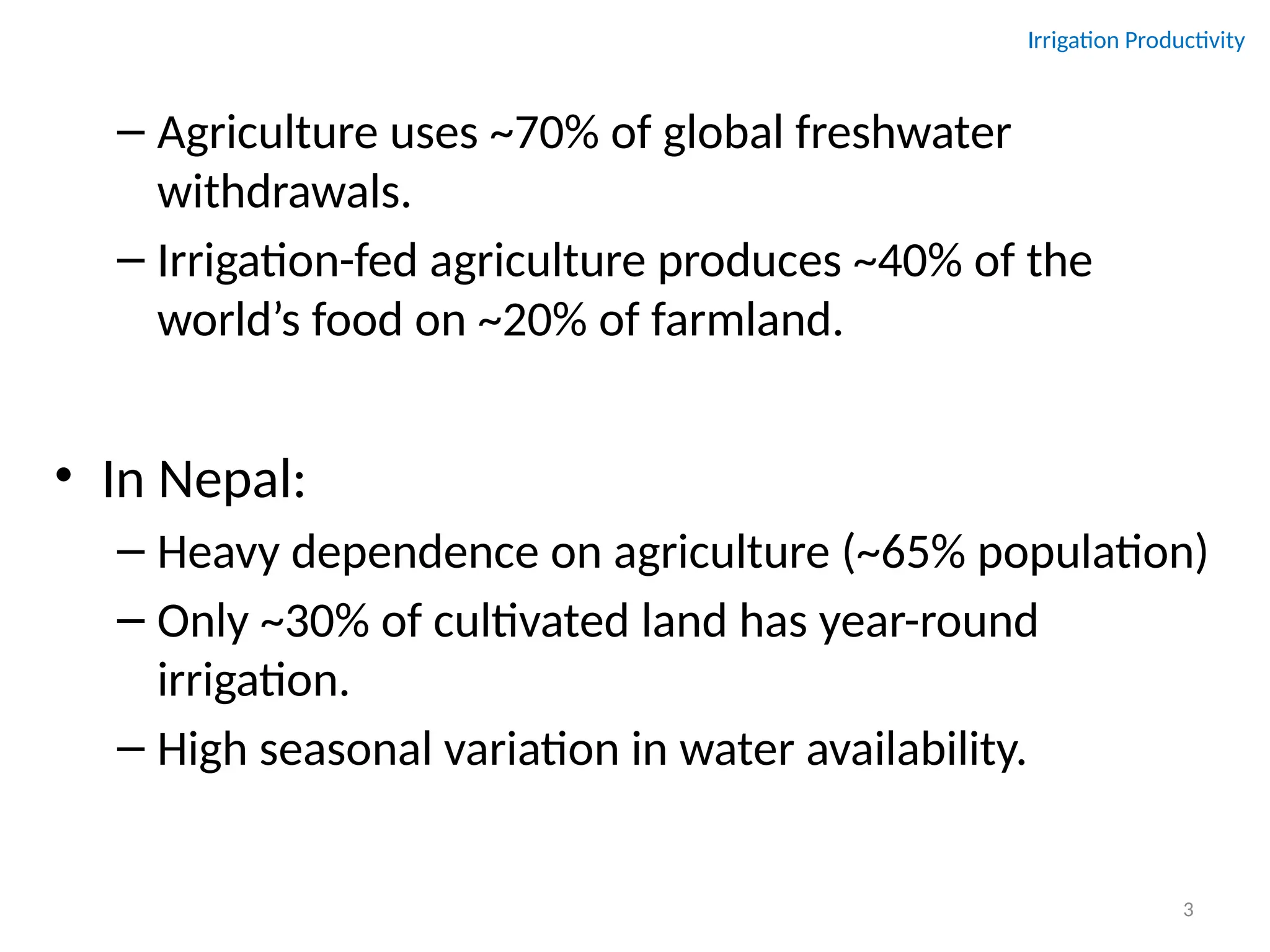 Irrigation Productivity Introduction Pptx