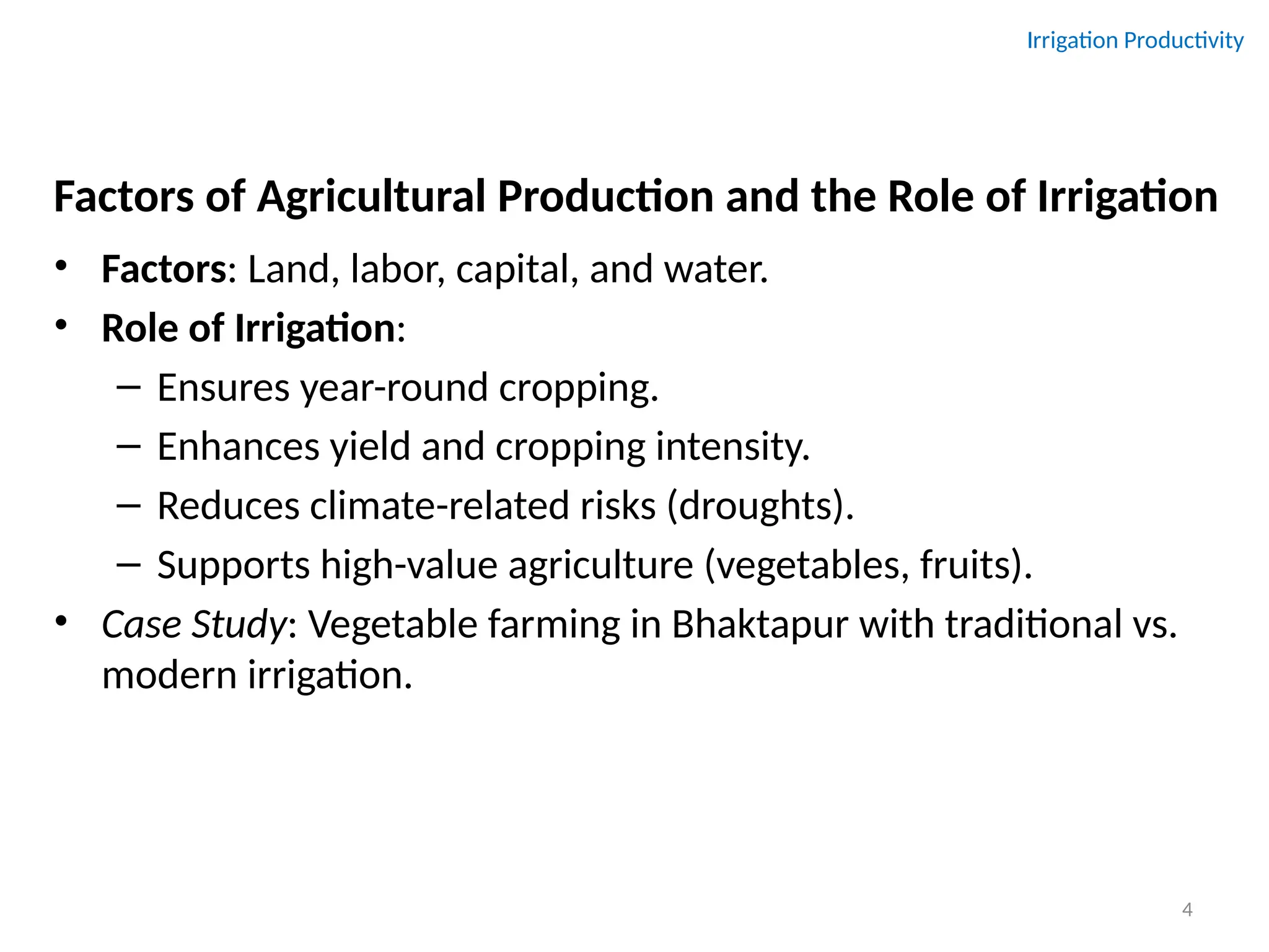 Irrigation Productivity Introduction Pptx