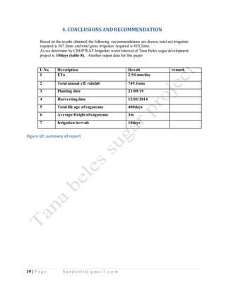 Irrigation scheduling practice at Tana Bales Sugar project by Hunda ...