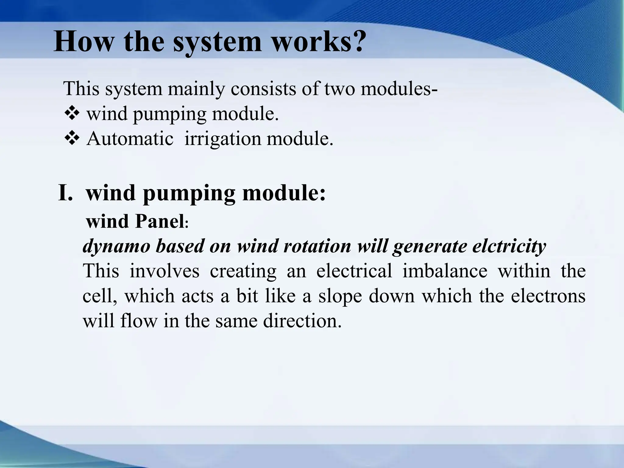 irrigationsystem using wind energy and water lifting | PPT