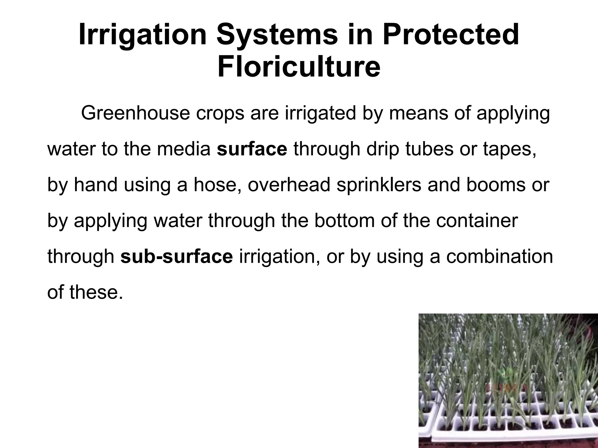 Irrigation systems in protected floriculture | PPTX