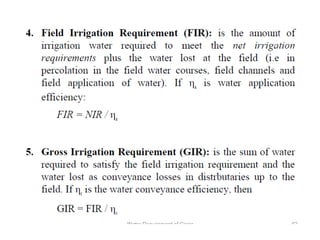Unit 1 Irrigation water sources and crop water requirement | PPTX