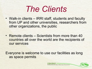 IRRI Library 2009 | PPT