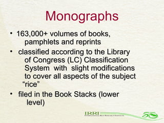 IRRI Library 2009 | PPT