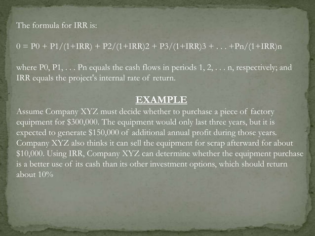 Irr ( internal rate of return) | PPT