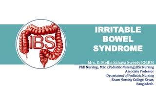 IRRITABLE BOWEL SYNDROME.pptx | Digestive Disorders | Diseases and ...