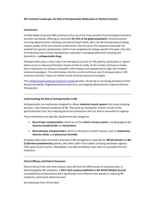 IBS Treatment Landscape, the Role of Antispasmodic Medications in ...